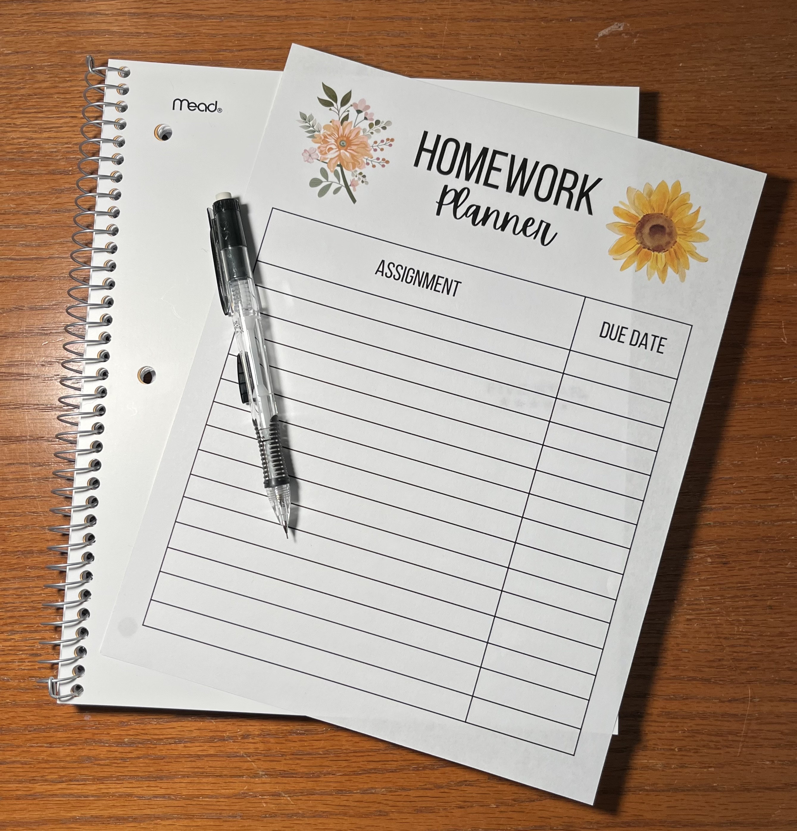 Printable Homework Planner - Etsy
