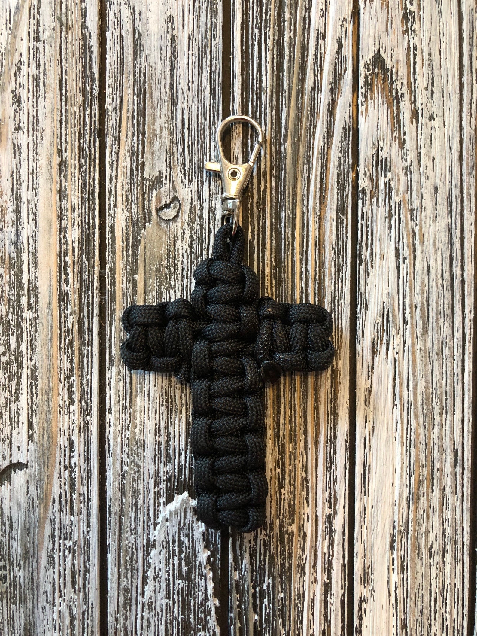 Paracord Cross Keychain Keychain Rope key chain Black | Etsy