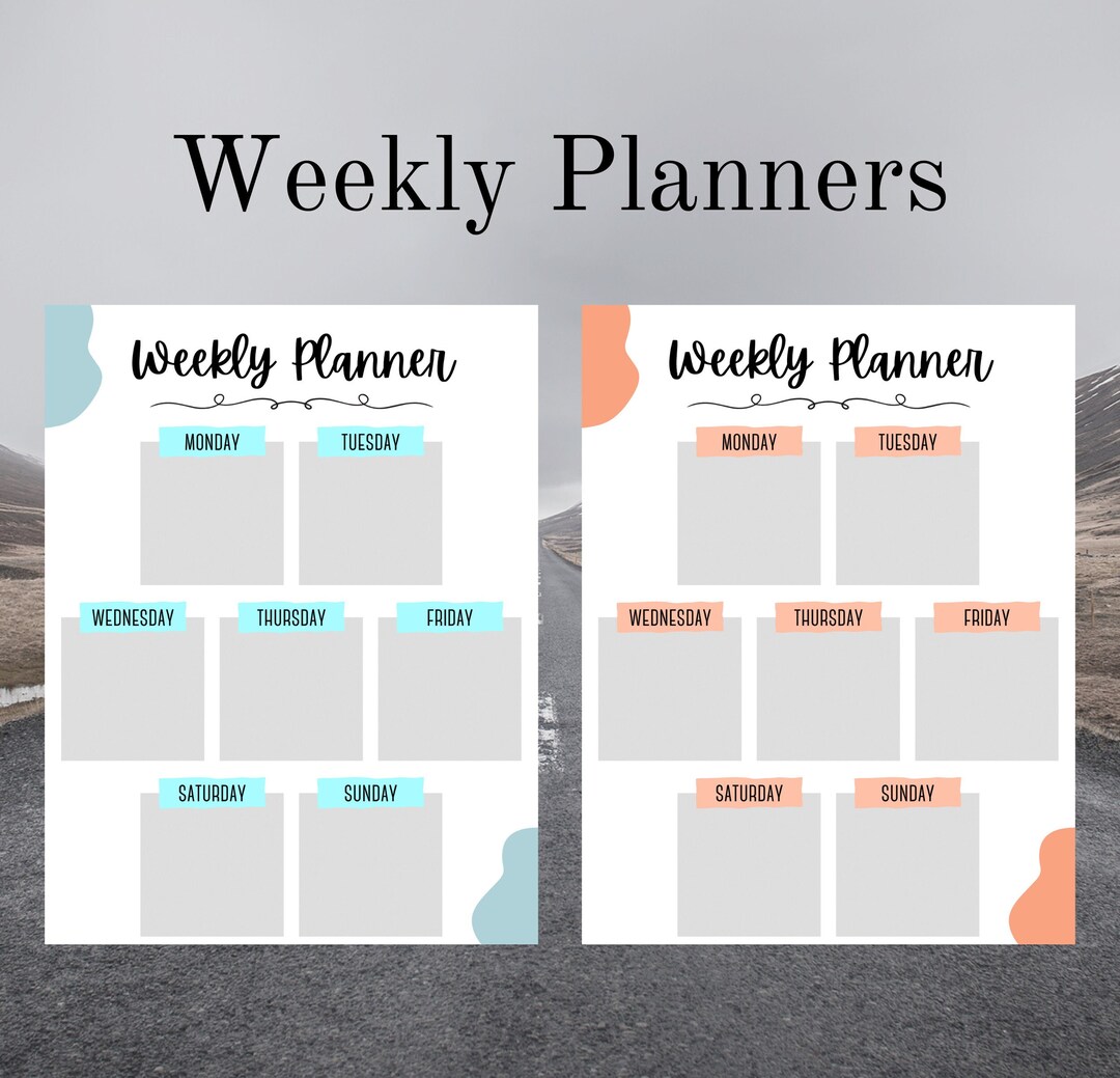 Printable Weekly Planners, Blue and Orange, Simple Planners, School ...