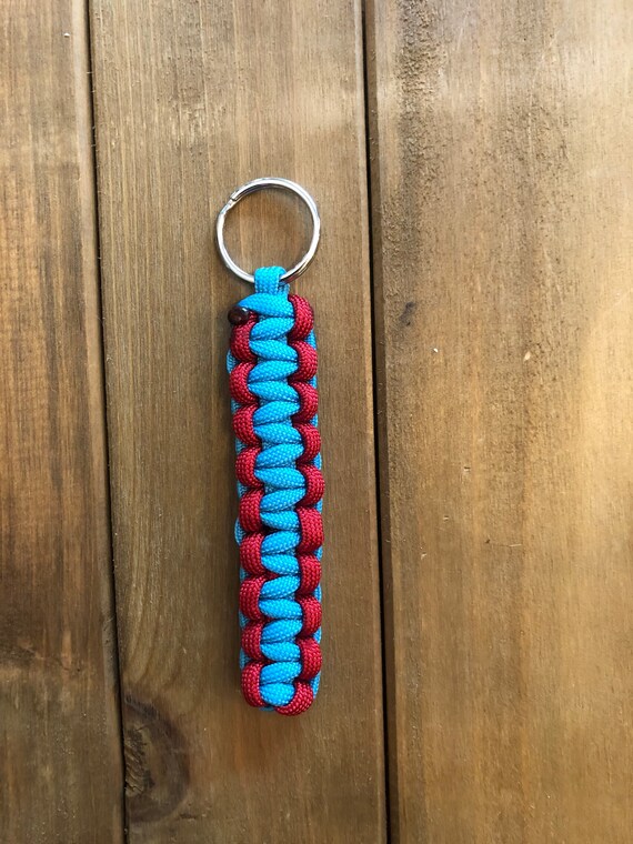 Paracord Keychain Key Fob Keychain Rope key chain Red and | Etsy