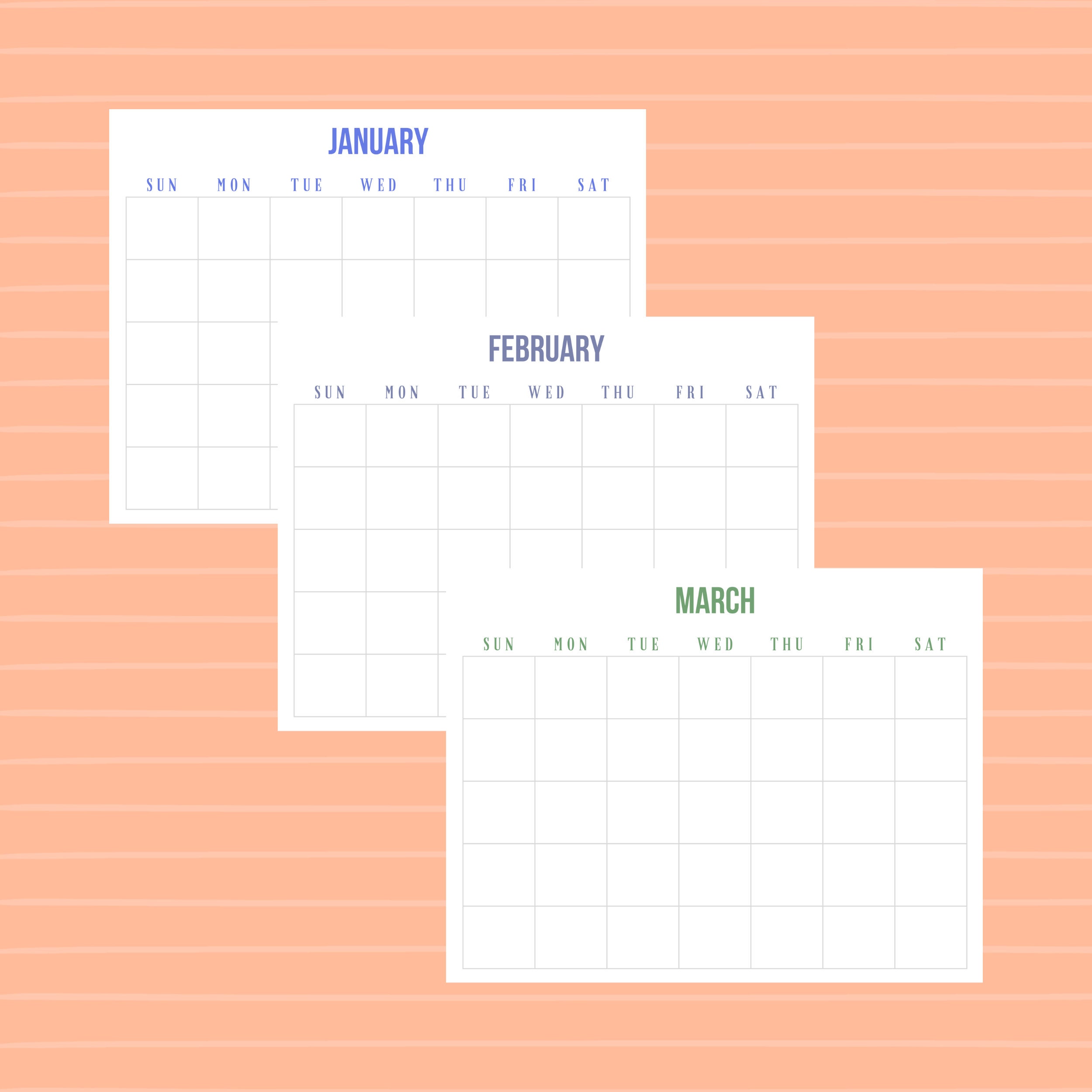 Blank Yearly Calendars, Full Year Calendars - Etsy