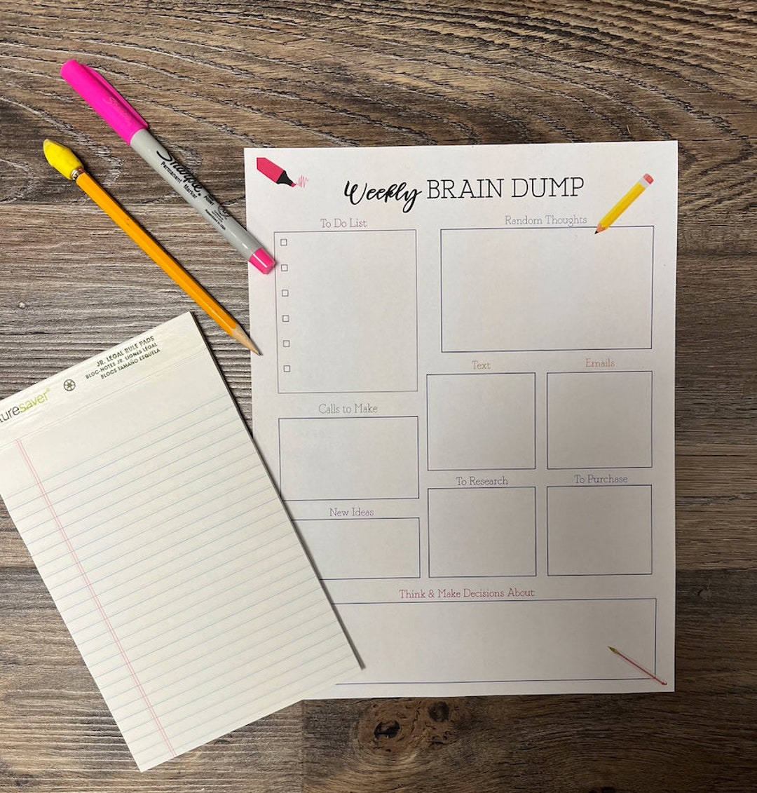 Focus Tool - Weekly Brain Dump - Etsy