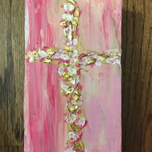 Pink Cross Painting on Wood - Etsy