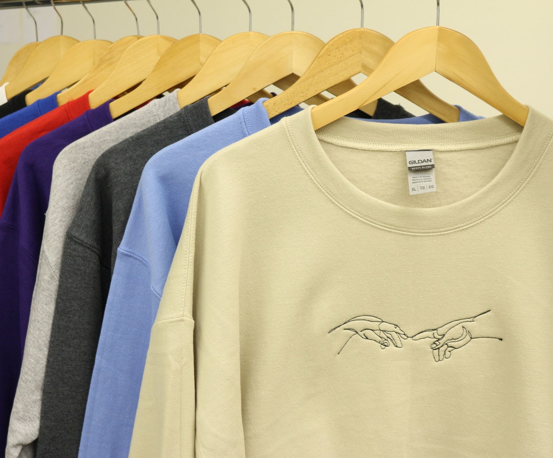 Creation of Adam Sweatshirt, Embroidered Hoodie, Line Art Shirt, God ...