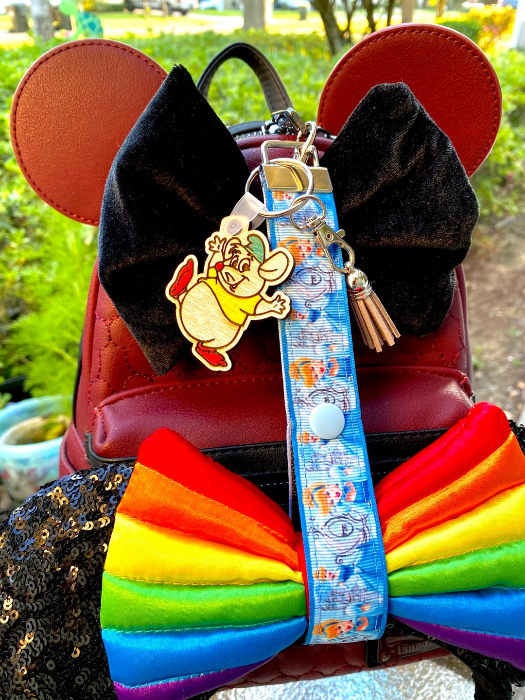 Cinderella Disney Ear Holder for Backpack W/ Gus Gus Charm Disney Ear ...