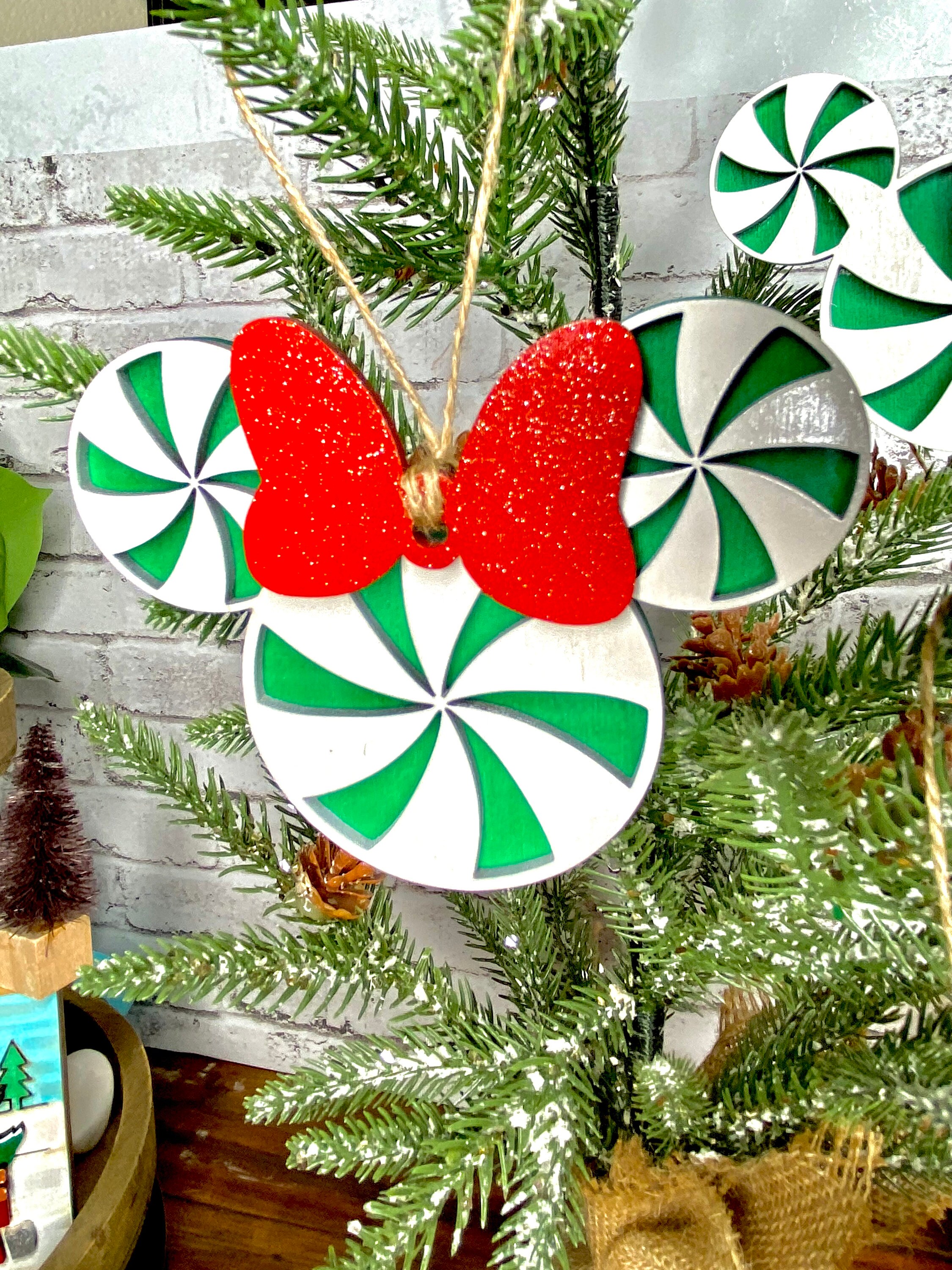 Peppermint Personalized Disney Christmas Ornaments First - Etsy