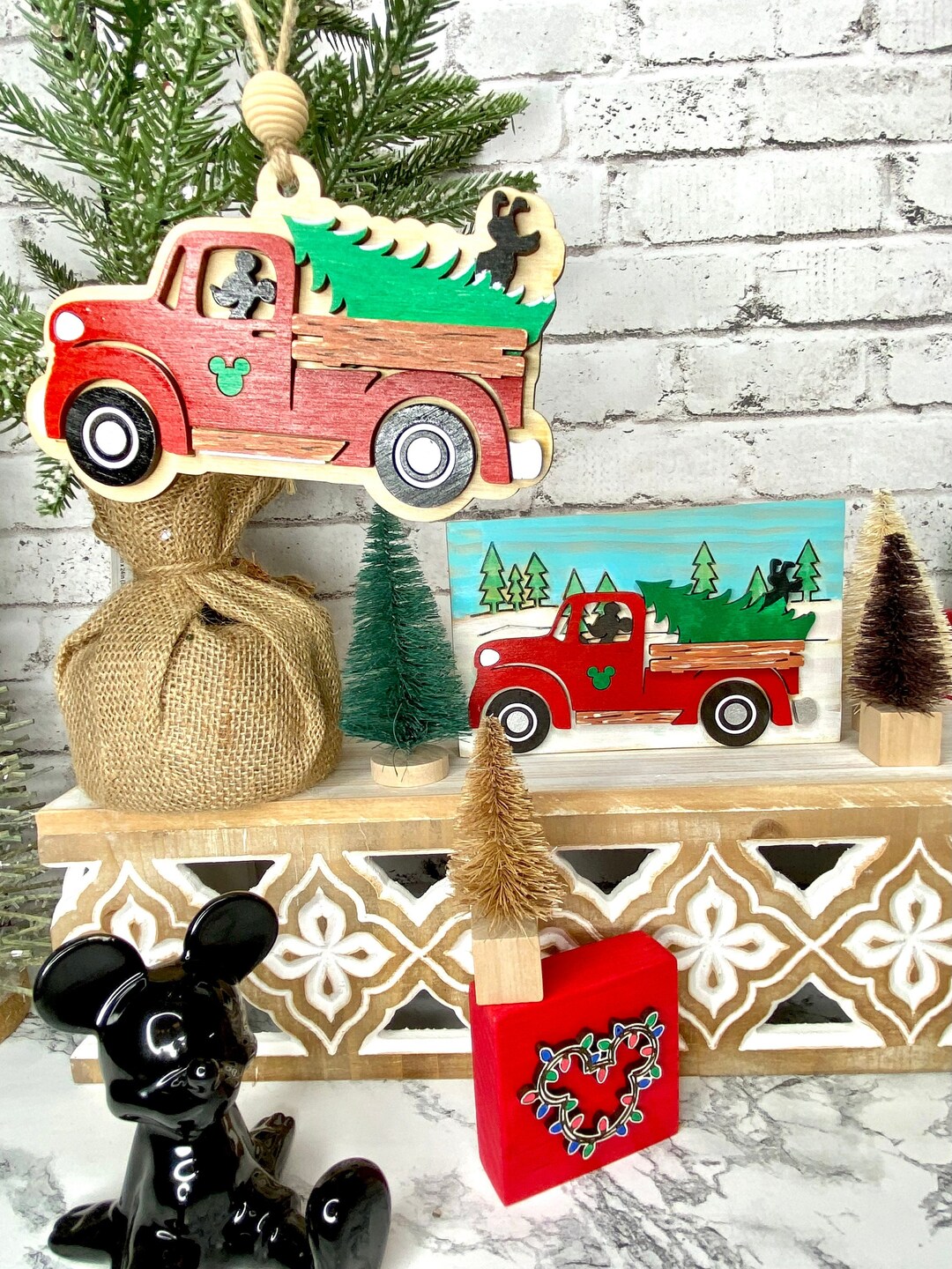 Retro Tree Farm Disney Christmas Decor Ornament Christmas Tiered Tray ...