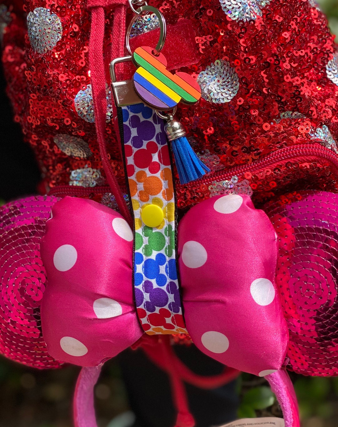Rainbow Disney Ear Holder for Backpack Minnie Mickey Ear Holder Key Fob ...