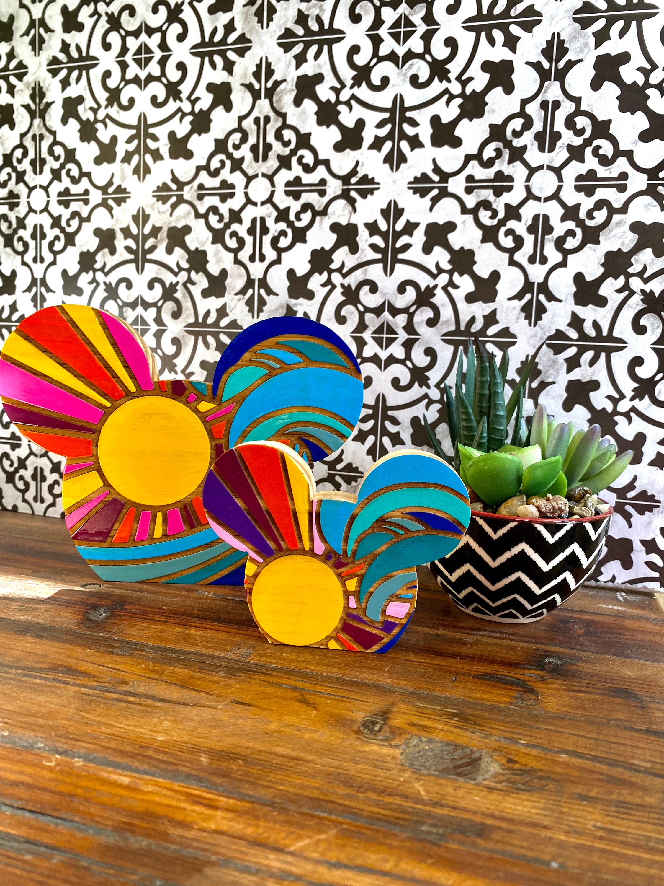 Disney Wood Home Decor Sunrise Sunset Mickey Disney Tiered - Etsy