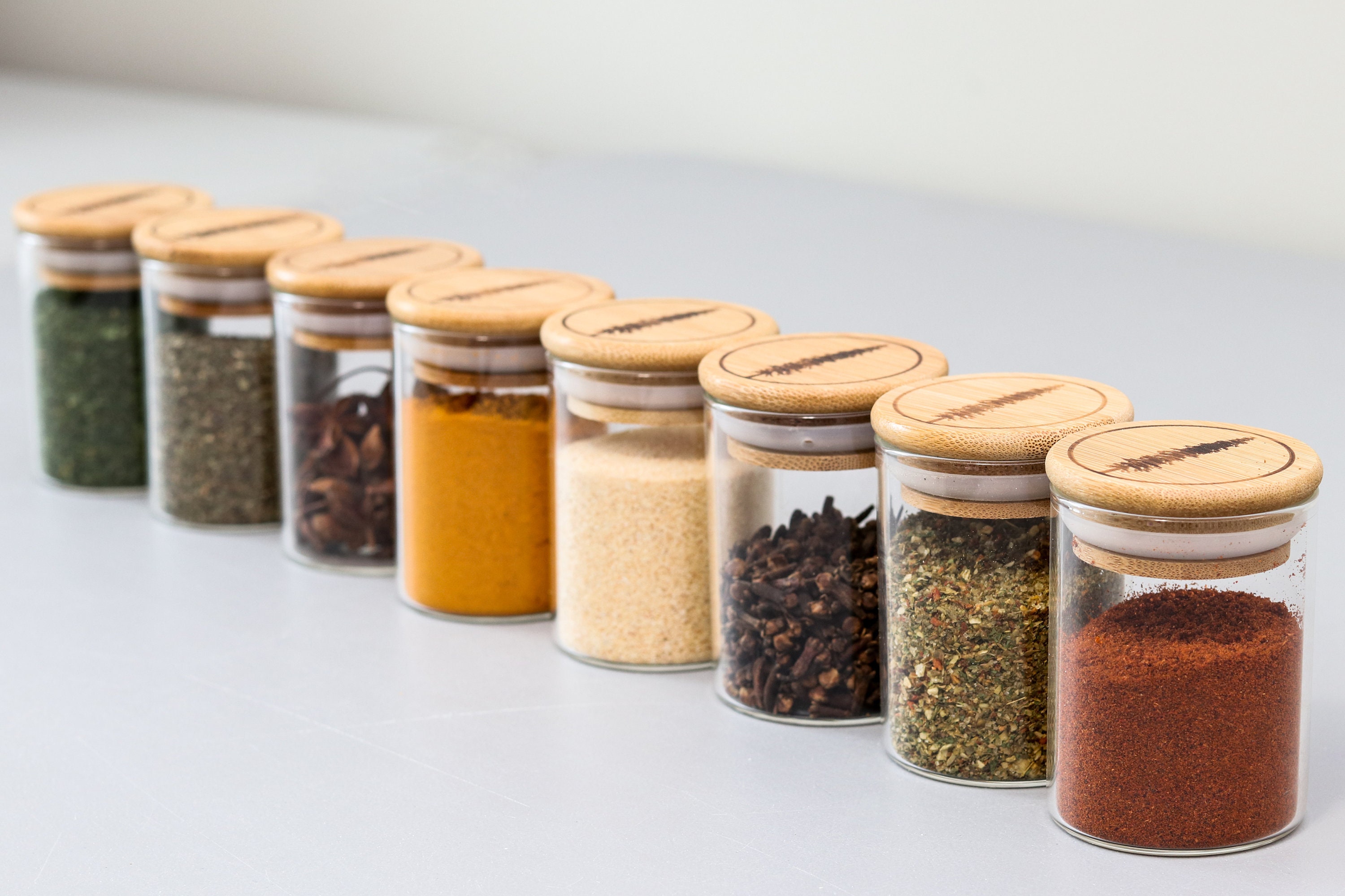 Glass Spice Jars Set of 20 With Bamboo Lids 150ml / 5oz - Etsy Canada