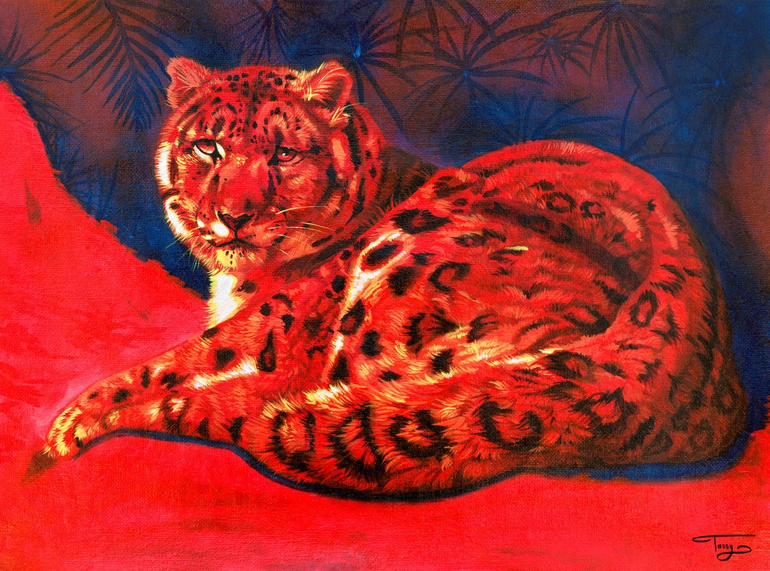 Fire Ghost - Snow Leopard, Snep, Feline, Big Cat, Original Acrylic ...