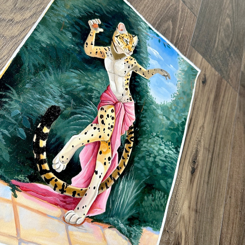 Anthro Art Anthropomorphic Ocelot Dancer Original Oil Painting Furry Art - Etsy
