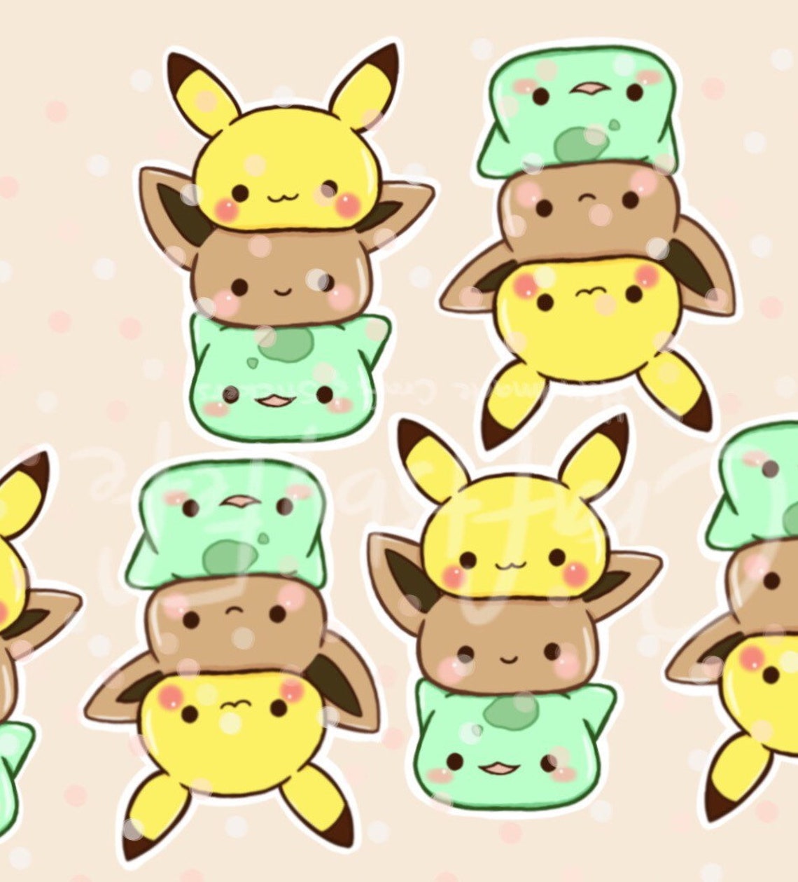 Kawaii Mochi Pokémon Glossy Vinyl Sticker | Etsy