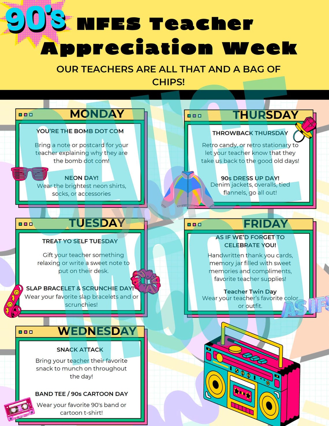 Teacher Appreciation Week Flyer Bundle - Editable & Printable Downloads ...