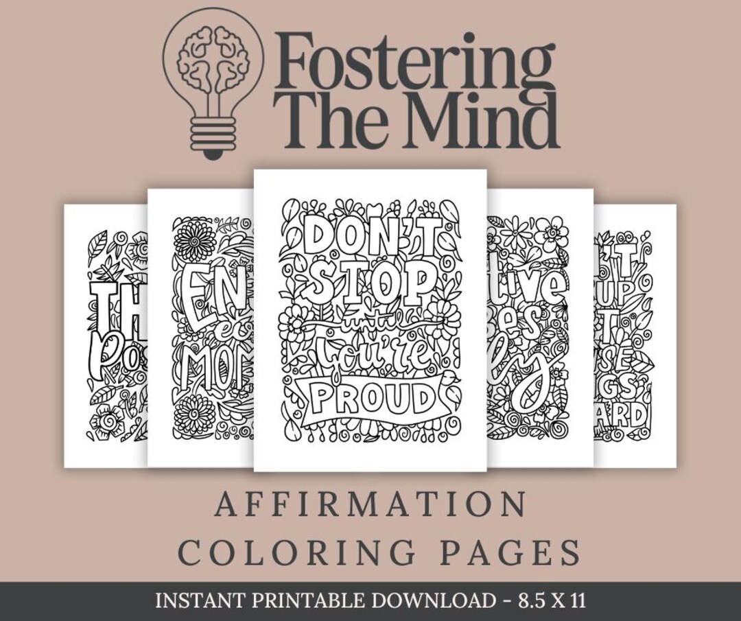 Affirmations & Positive Self-talk Coloring Pages - Etsy