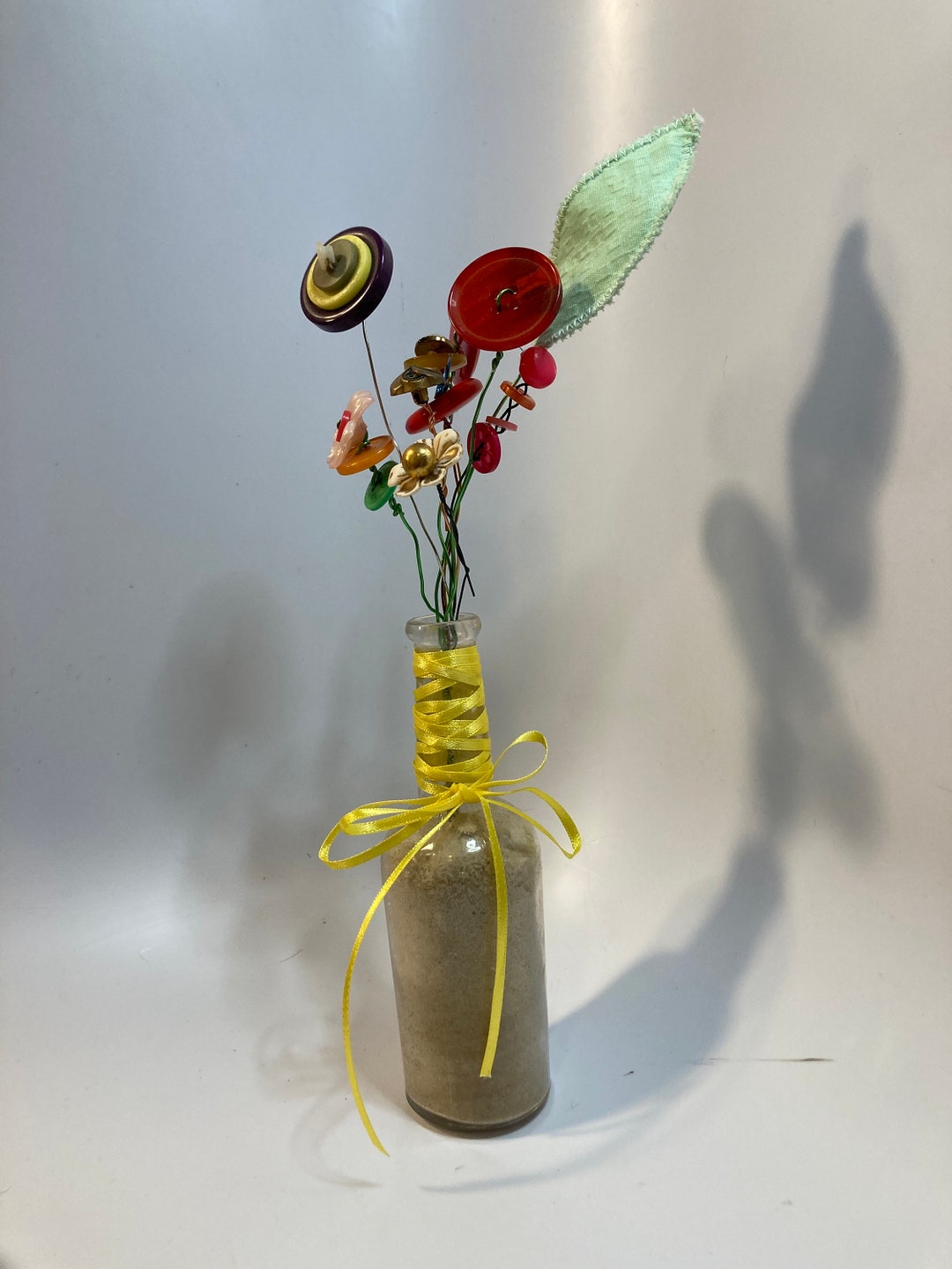Button Flower Bouquet Made With Vintage Buttons - Etsy