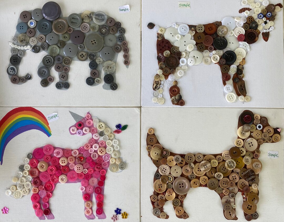 Button Mosaic Craft Kit for Kids - Etsy