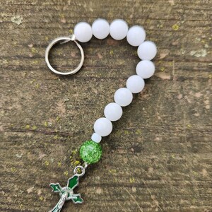 White Rosary Keychains - Etsy