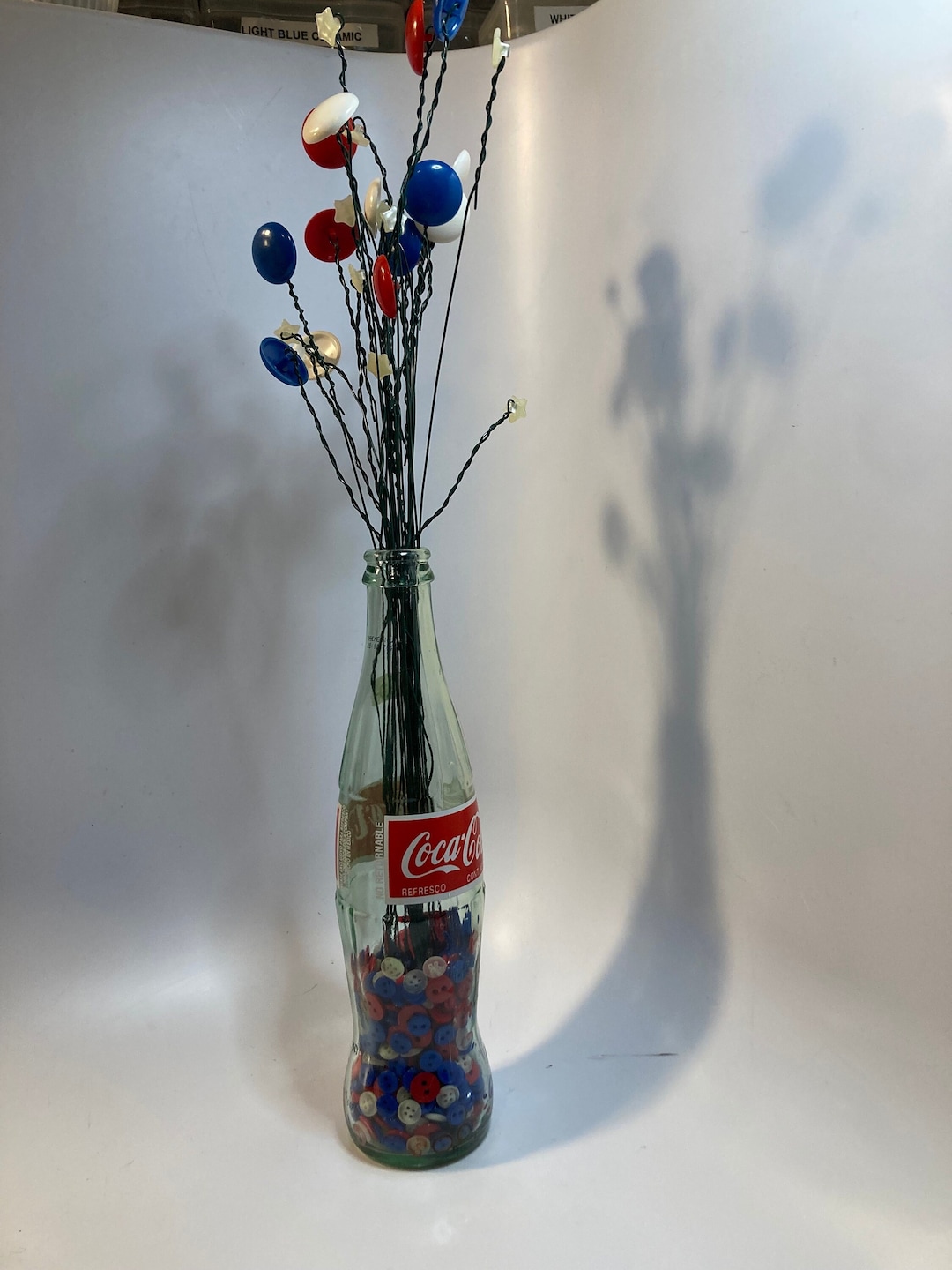 Button Flower Bouquet Made With Vintage Buttons; Red, White, and Blue ...