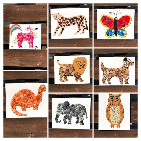 Button Mosaic Craft Kit for Kids - Etsy