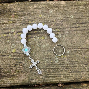 White Rosary Keychains - Etsy
