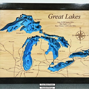 Great Lakes Laser Engraved Map - Etsy