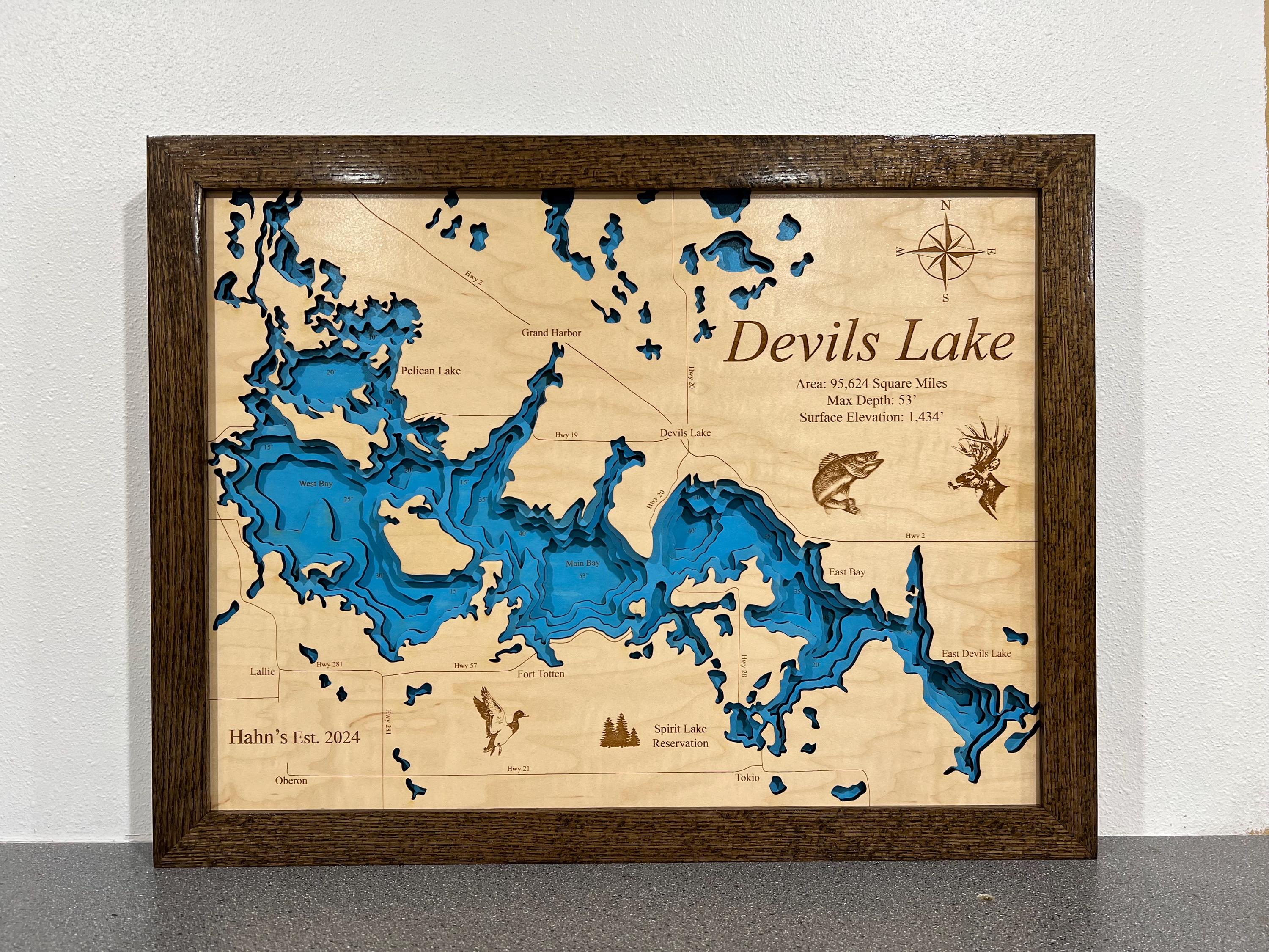 Devils Lake 3D Map - Etsy