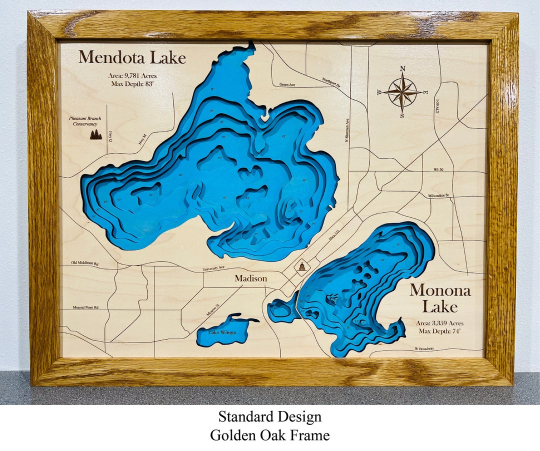 Lake Mendota and Monona 3D Map - Etsy