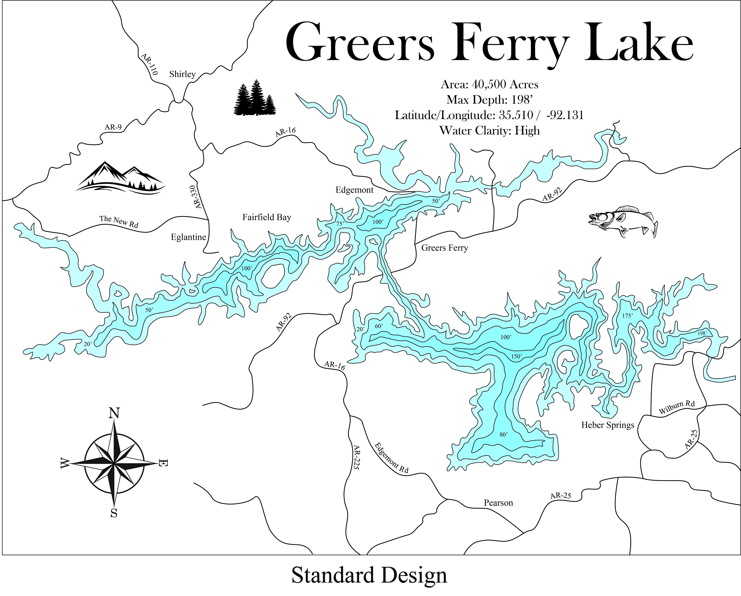 Greers Ferry Lake Laser Engraved 3D Map - Etsy