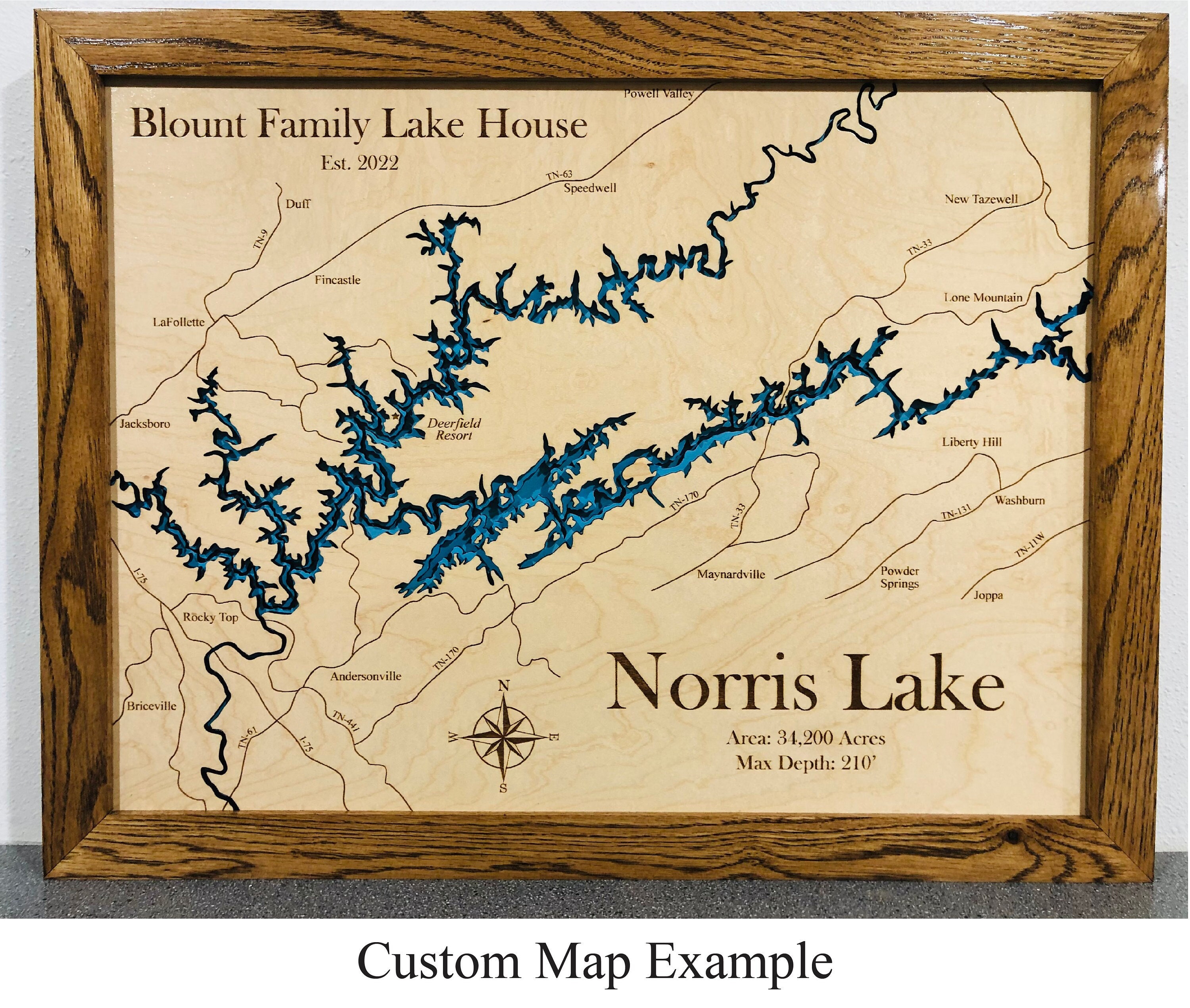 Lake Norris Laser Engraved 3D Map - Etsy