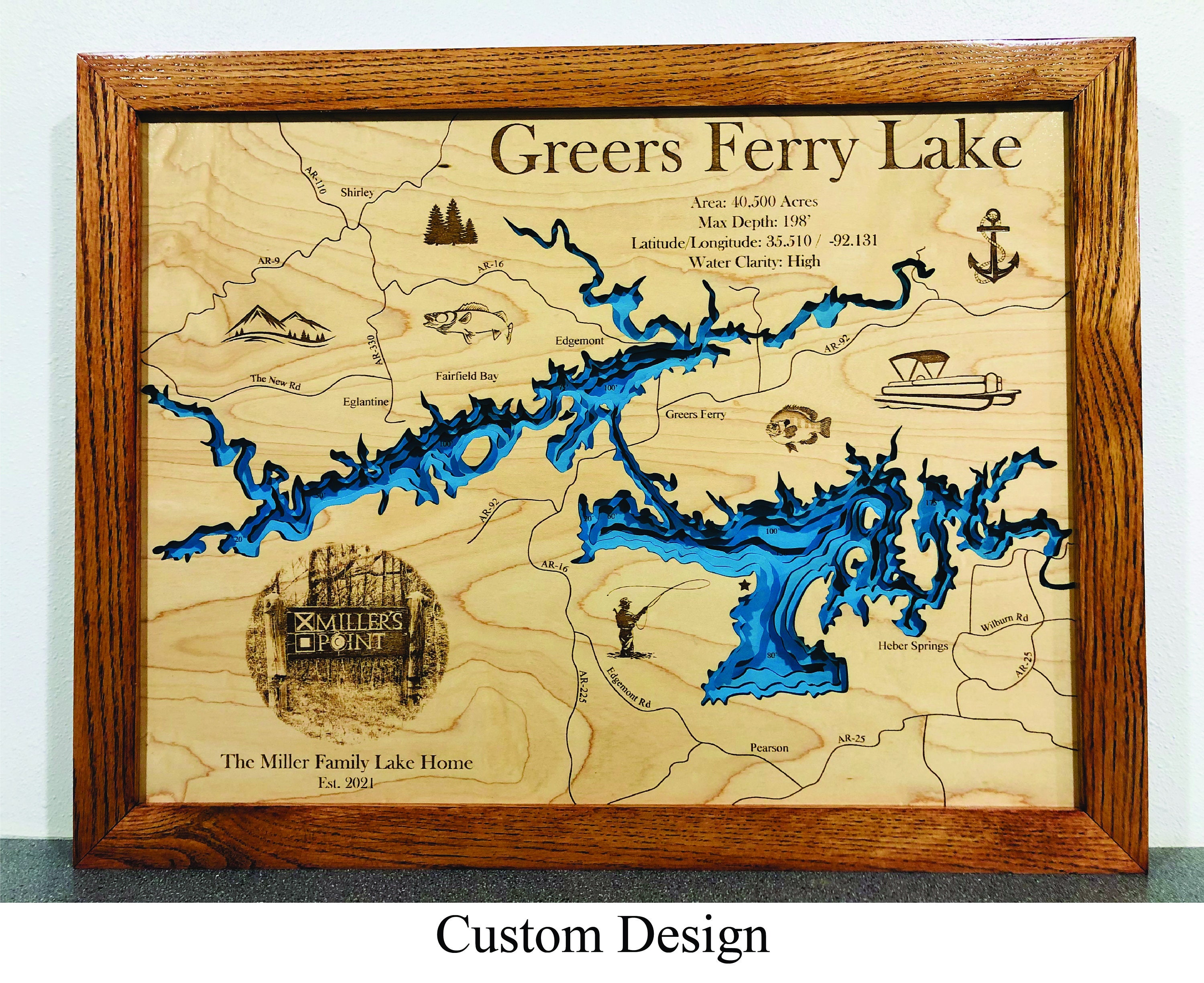 Greers Ferry Lake Laser Engraved 3D Map - Etsy