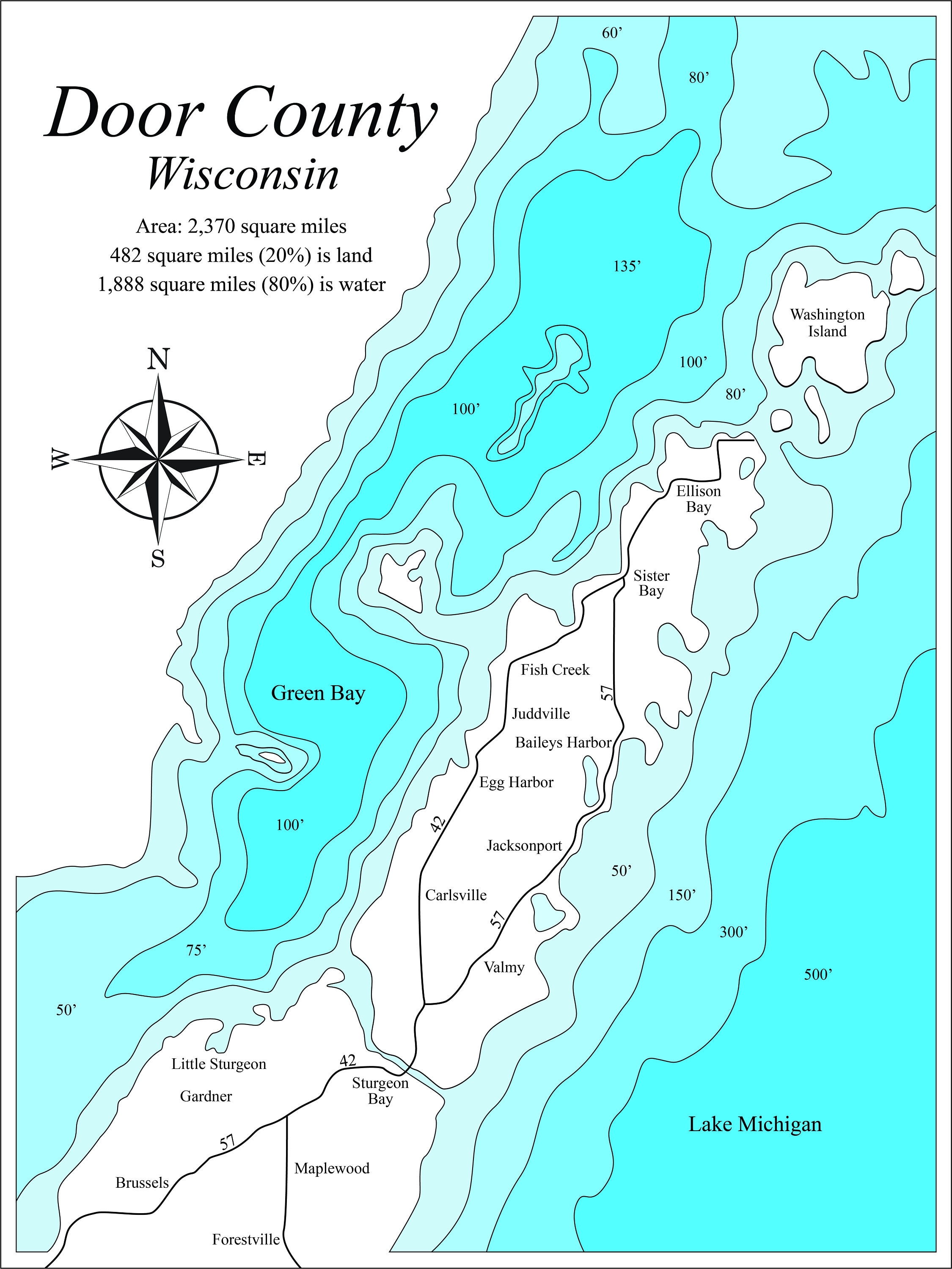 Door County Laser Engraved 3D Map - Etsy