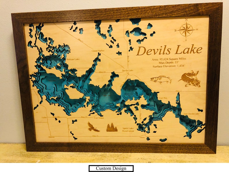 Devils Lake 3D Map - Etsy