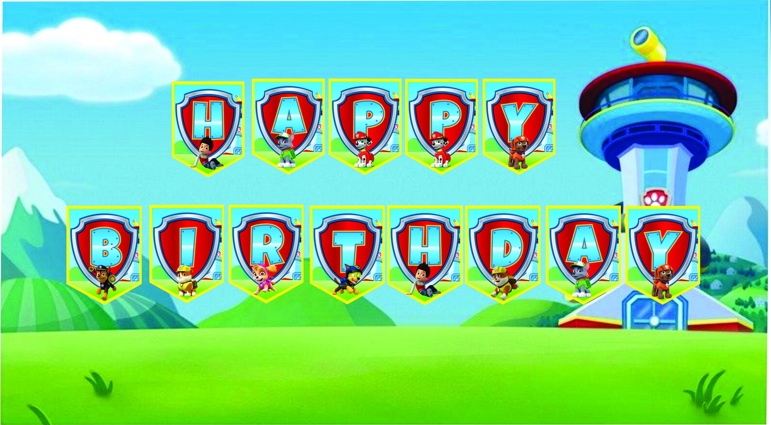 Happy Birthday Banner Paw Patrol printable INSTANT | Etsy