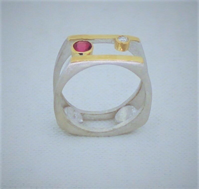 Unique Negative Space 18K Gold Ring,with Sterling, Rhodium Plated - Etsy
