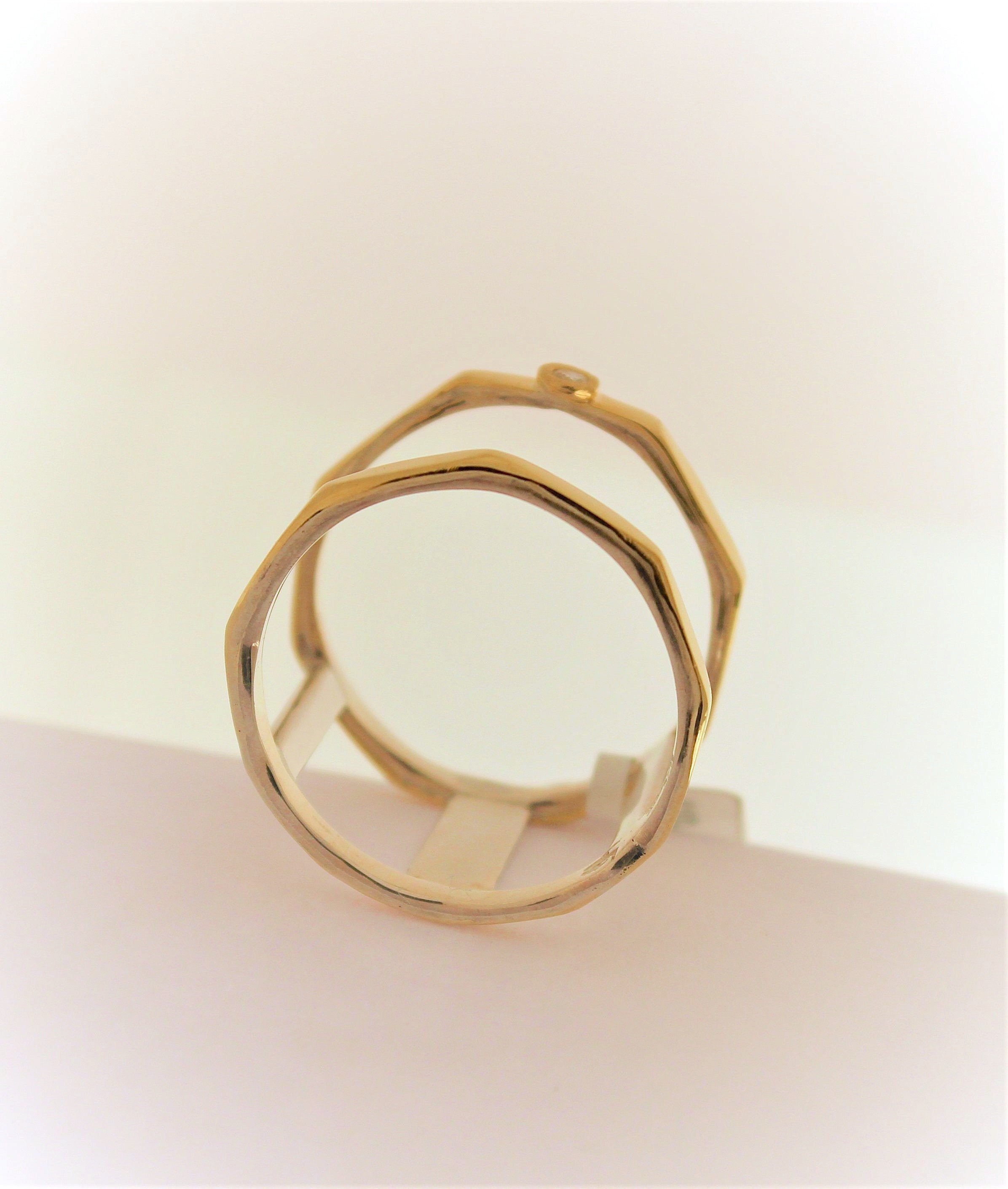 Negative Space Ring Diamond , Silver, 18K gold - Etsy.de