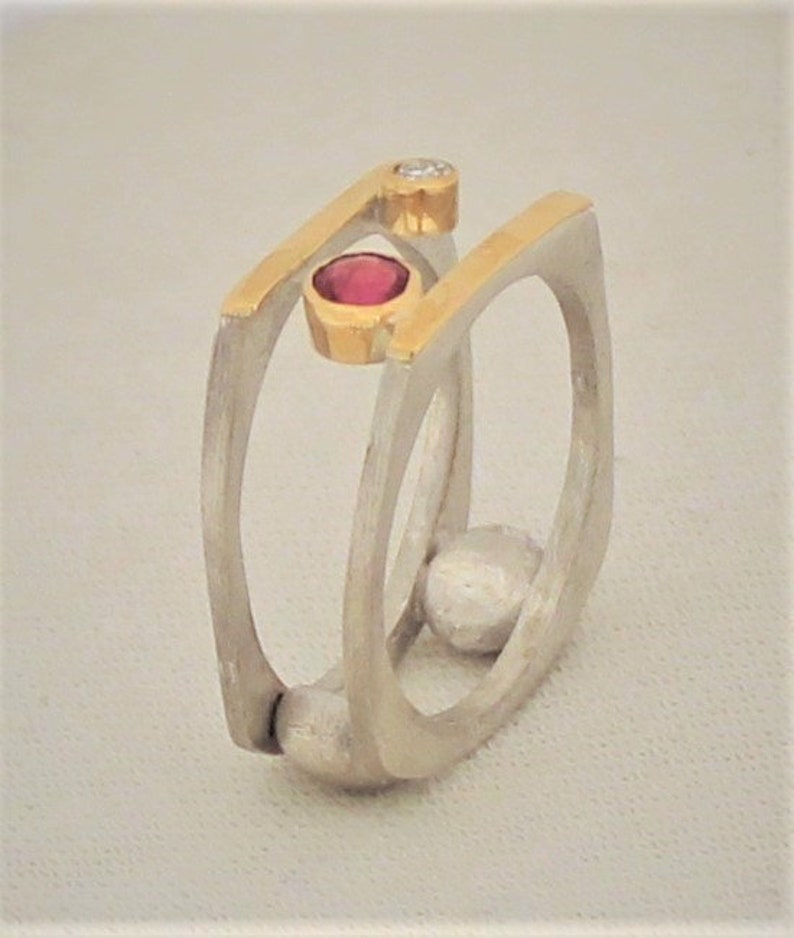 Unique Negative Space 18K Gold Ring,with Sterling, Rhodium Plated - Etsy