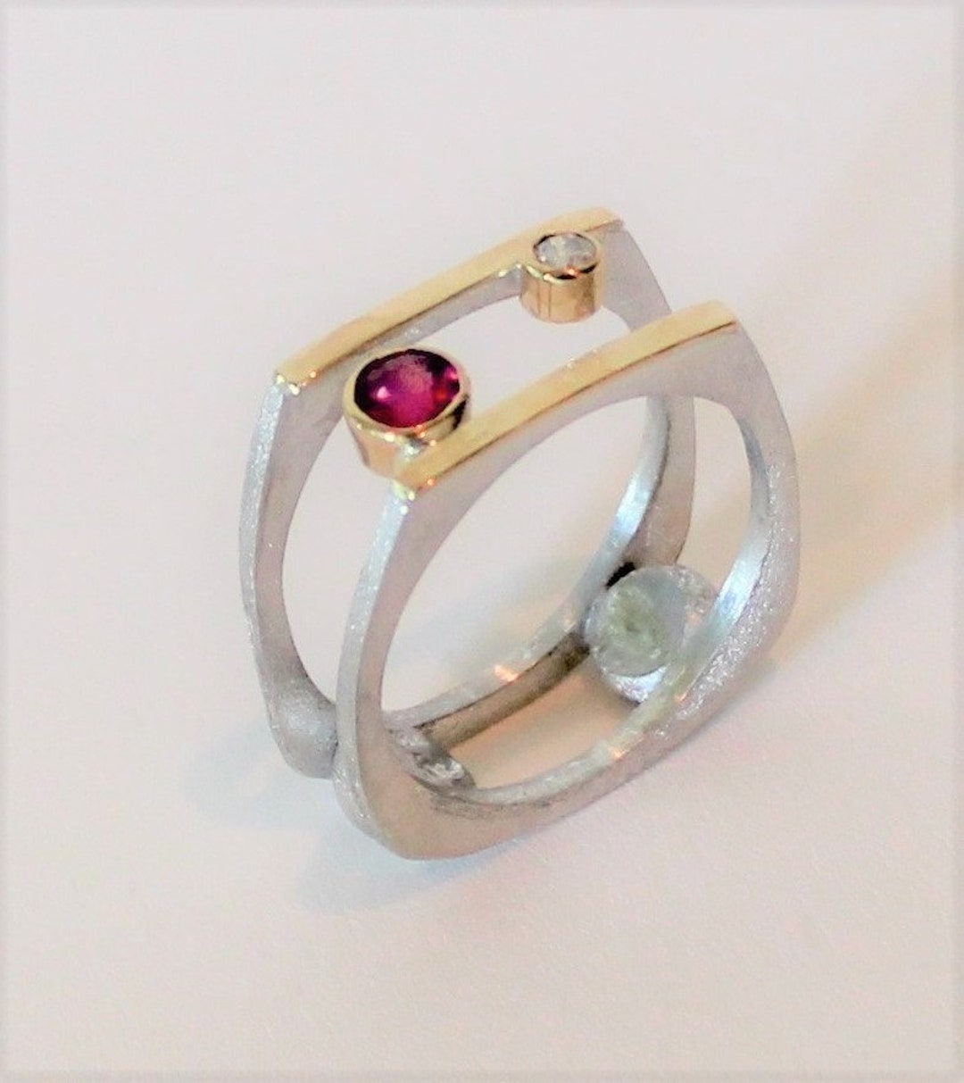 Unique Negative Space 18K Gold Ring,with Sterling, Rhodium Plated - Etsy