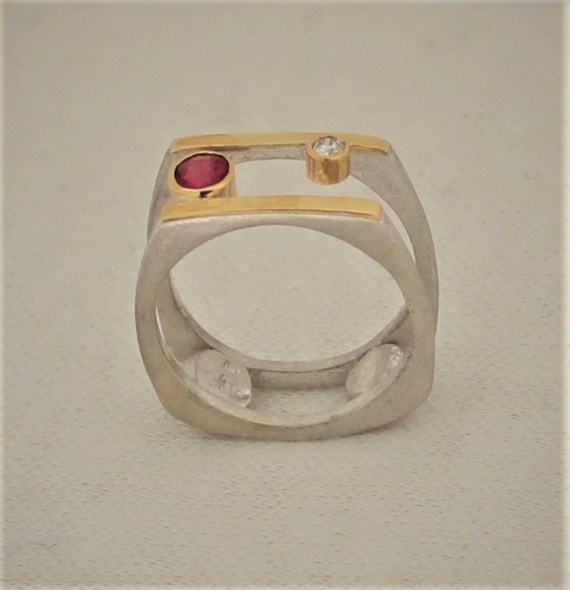 Unique Negative Space 18K Gold Ring,with Sterling, Rhodium Plated - Etsy