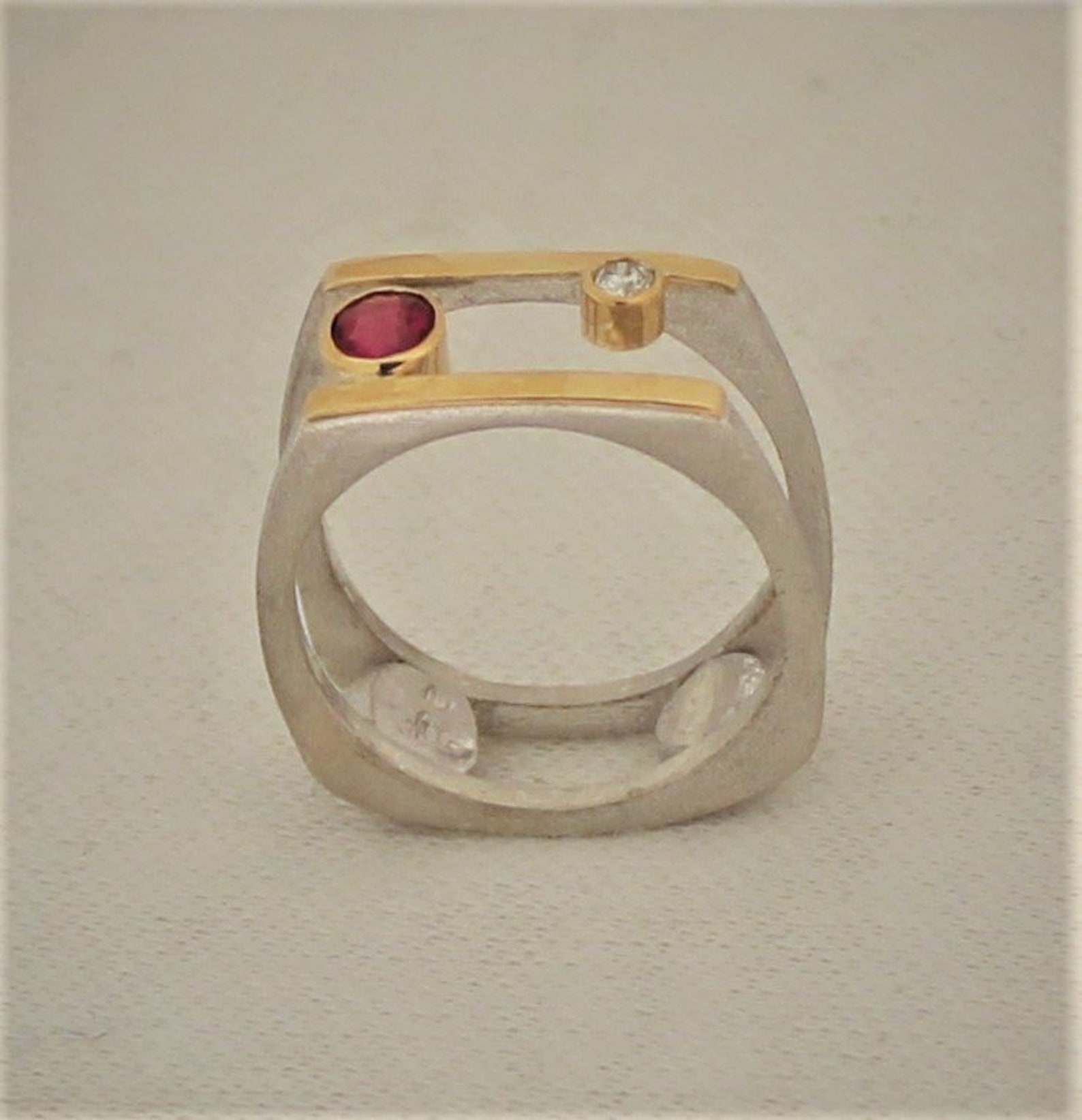 Unique Negative Space 18K Gold Ring,with Sterling, Rhodium Plated - Etsy