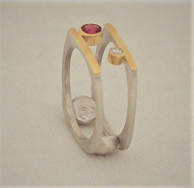 Unique Negative Space 18K Gold Ring,with Sterling, Rhodium Plated - Etsy