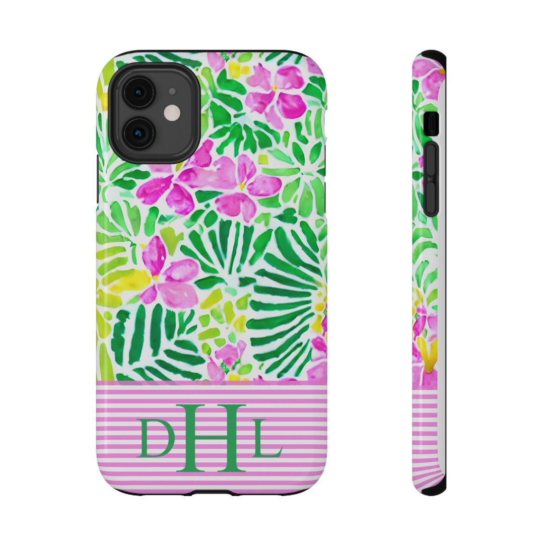 Preppy Monogrammed Tropical Floral Design iPhone Impact-resistant Cases ...