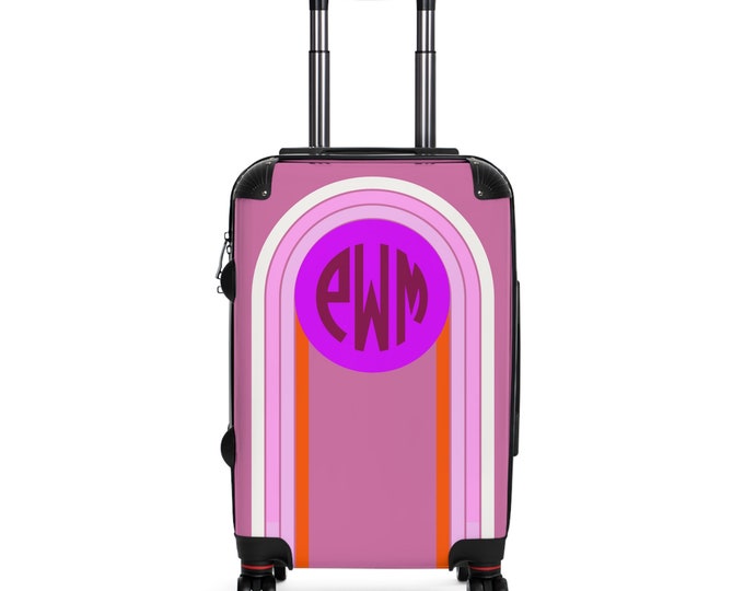 Monogram Luggage Retro Monogram Roller Suitcase - Etsy