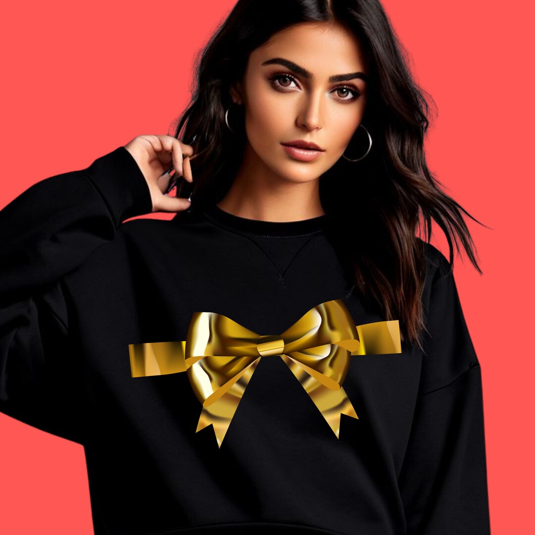 Gold Bow Shirt Preppy Bow Sweatshirt Cute Bow Shirt Comfort Colors ...