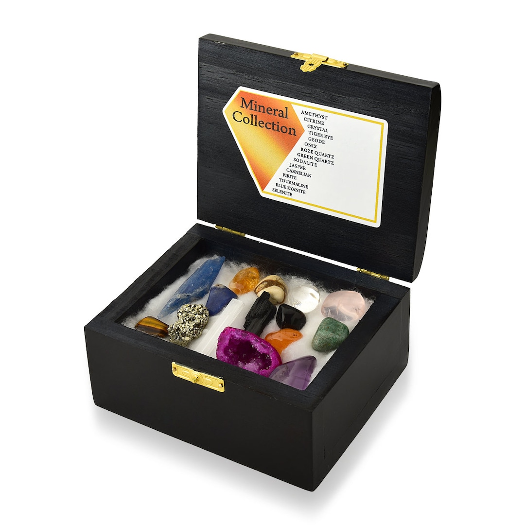 Mineral Collection Wooden Box - Crystal Collection Box - Etsy