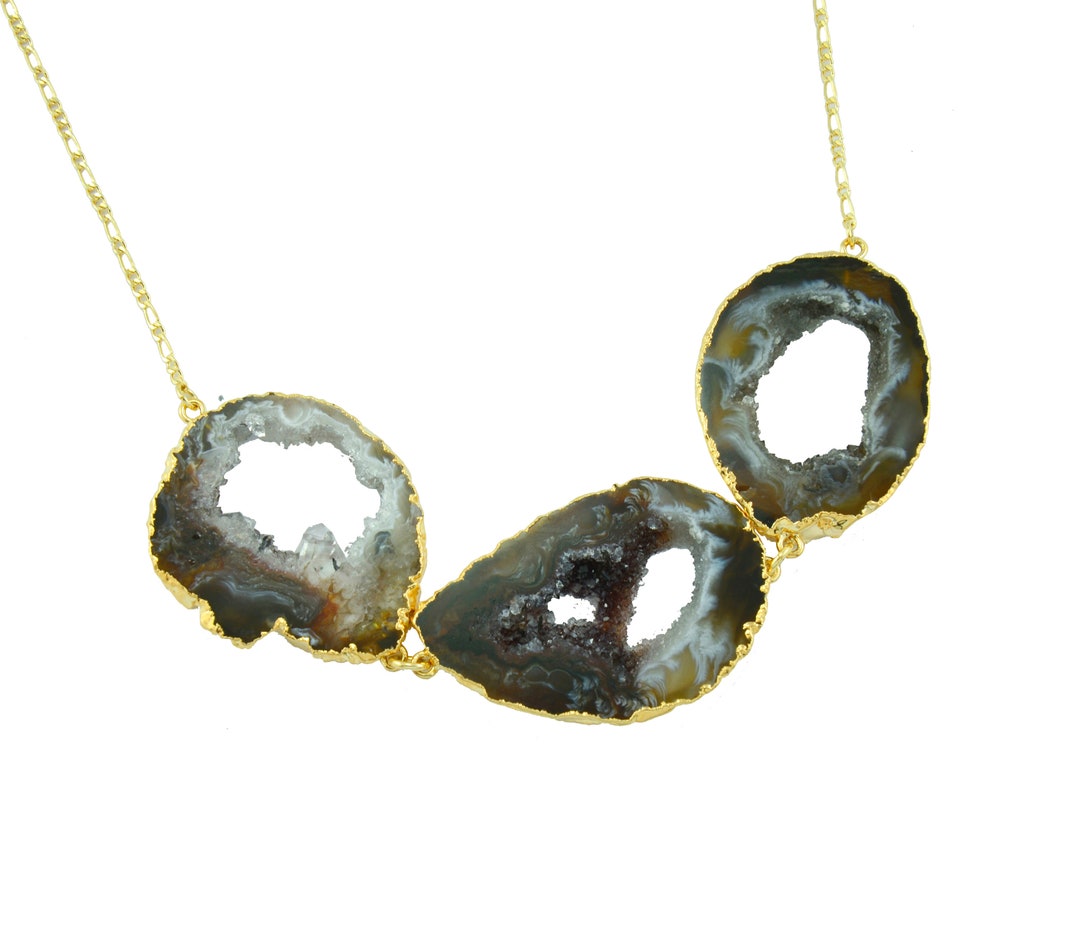 Agate Geode Slice Necklace | Geode Slice Necklace | Gemstone Necklace ...
