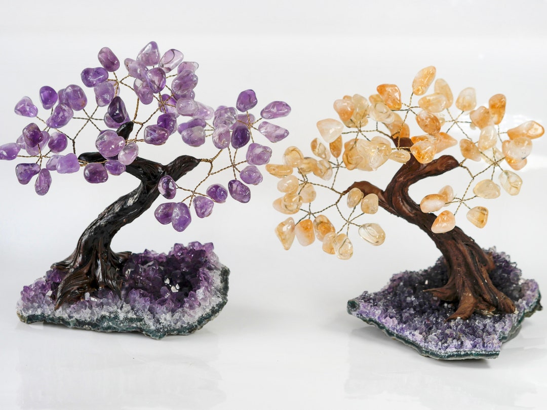 Crystal Tree Pair | Tree of Life | Amethyst and Citrine Crystal Trees ...