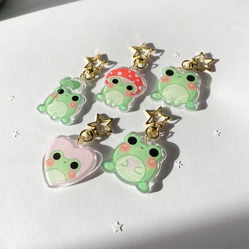 Frog Keychain Cute Frog Keychain Acrylic Keychain Single - Etsy
