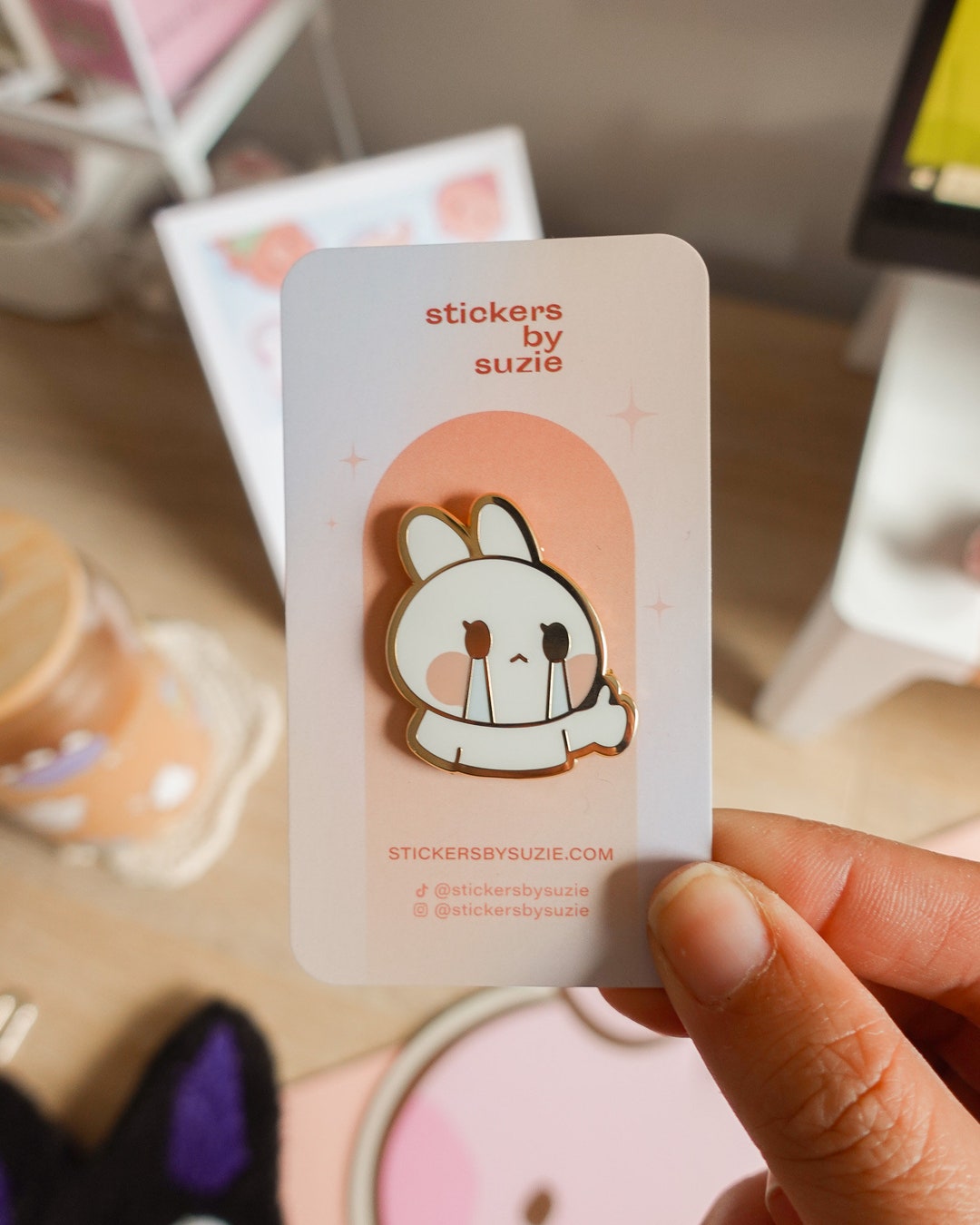 Crying Bunny Enamel Pin | Bunny Gifts | Bunny Enamel Pin | Gifts for ...