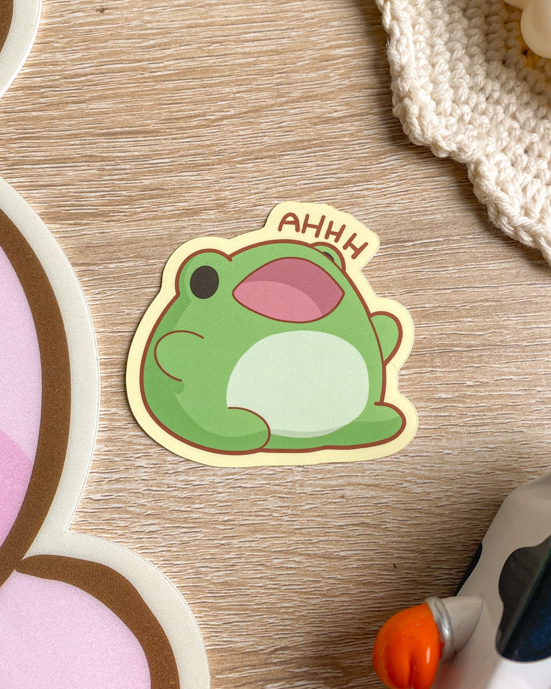 AHHH Frog Sticker | Funny Sticker | Kawaii Frog | Matte Vinyl Sticker ...